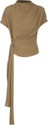 Federica Tosi Femme, Blouses et Chemises, Vert, Taille: 38 FR Blusa Nodo Crepe de Chine