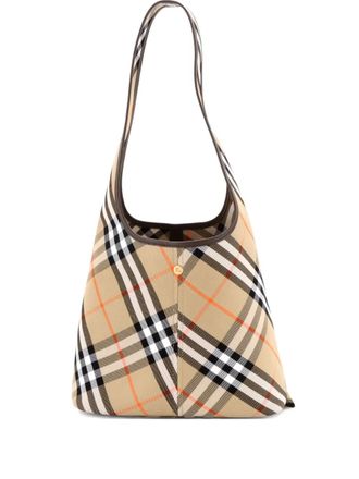 Burberry Hobo Vintage Check Canvas Small shoulder bag - Tons neutres