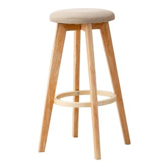 Generic Moderne Barhocker in Tresenh&ouml;he mit Fu&szlig;st&uuml;tze, runder, r&uuml;ckenlehnenloser Sitz mit Leinenbezug f&uuml;r K&uuml;che, Esszimmer, B&uuml;ro, Caf&eacute; - Gelb, 70 cm