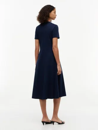 Tommy Hilfiger Midikleid INTERLOCK F&F MIDI DRESS Interlock-Baumwolle, Regular Fit