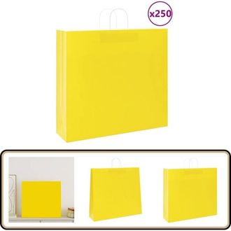 vidaXL Vidaxl - Papiertragetaschen 250 Stk. mit Henkeln Gelb 54x15x49 cm
