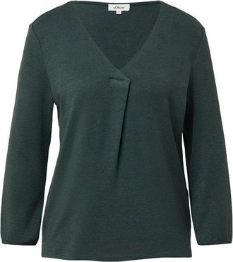 s.Oliver 3/4-Arm-Shirt T-Shirt Meliertes Shirt mit V-Ausschnitt und elastischen &Auml;rmelb&uuml;ndchen