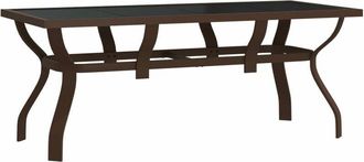 vidaXL Vidaxl - Table de jardin Marron et noir 180x80x70 cm Acier et verre