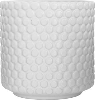 Bloomingville Blumentopf mit Struktur aus Keramik in der Farbe Weiß, Maße: 15,5cm x 15,5cm, 75102021