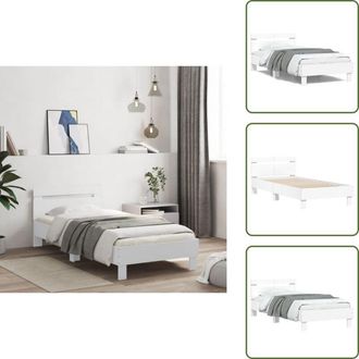 vidaXL The Living Store - Bettgestell mit Kopfteil Wei&szlig; 100x200 cm Holzwerkstoff - Holzbettfassungen - Bettrahmen Wei&szlig; - Einzelbett - Bettkopfteil