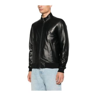 Barba Homme, Vestes, Noir, Taille: L Veste Bomber en Cuir