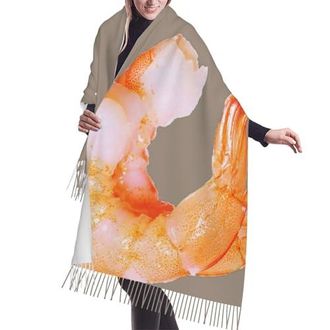 Generic Crevettes Gloutonnes Femme Ch&acirc;le Wrap Longue Scarf Douce Ch&acirc;le Pour Hiver Mariage Soir&eacute;e Cadeau