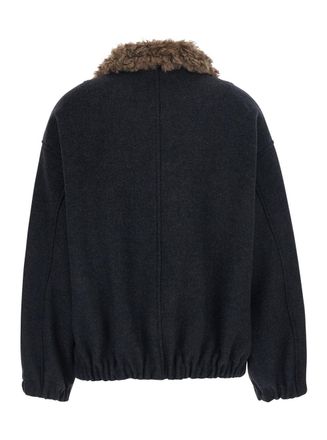Jucca Womens Bomber Jacket Grey Wool Blend Coat