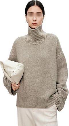 Generic Pull en Cachemire &Agrave; Col Roul&eacute; &Eacute;pais pour Femmes, Ample, Paresseux, Tricot, Silhouette, Pull Vintage