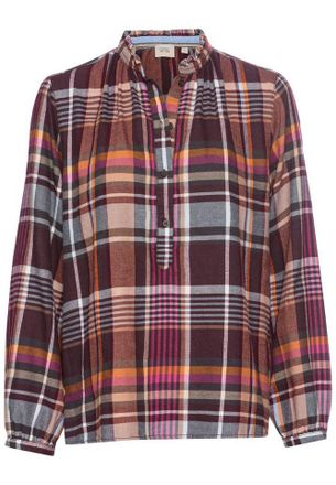 Camel Active Langarmbluse Karobluse mit Stehkragen