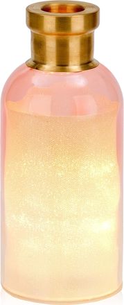 Brubaker Lichterflasche Magie mit 10 LED Sternen 23 cm Höhe Rosa/Messing
