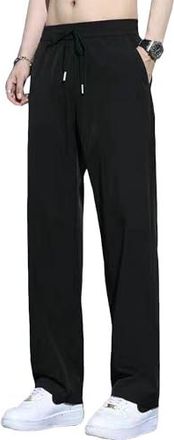 Generic Pantalon de costume fin et respirant pour homme - Pantalon l&eacute;ger d&eacute;contract&eacute; et confortable - Pantalon extensible avec cordon de serrage, noir 2, 3XL