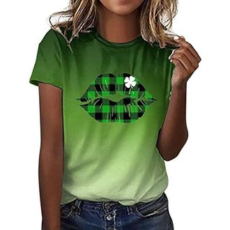 Generic Chemises de la Saint-Patrick pour femmes, grande taille, hauts &agrave; manches 3/4, T-shirts amusants Tr&egrave;fle irlandais, chemisier d&eacute;contract&eacute; 2026, x, XXL