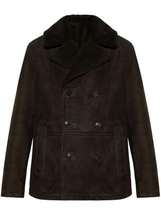 Yves Salomon veste en cuir à boutonnière croisée - Marron