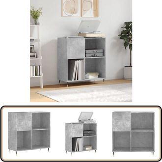 vidaXL Plattenschrank Betongrau 84,5x38x89 cm Holzwerkstoff - Plattenspeicher - Vinylregal - Plattschrank - Wohnzimmermöbel - Industrielles Design