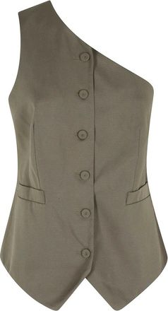 Federica Tosi Femme, Tops, Vert, Taille: 34 FR Gilet Monospalla en Canvas