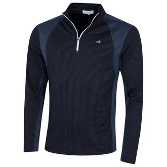 Calvin Klein Herren Micro Grid Half Zip Mid Layer - Marine/Wei&szlig; - XXXL
