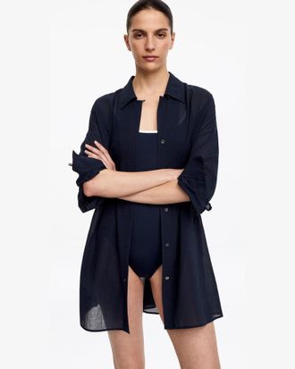 Arket Hemd Mit Verl&auml;ngerter R&uuml;ckseite -Blau