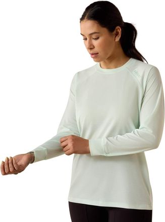 Ariat Womens Rebar Heat Fighter Essential T-Shirt Long Sleeve in Clearly Aqua, Size X-Small, by Ariat
