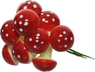 Kaemingk Fliegenpilze am Draht 25mm x 12 Stück Kunststoff Pilze Deko Glückspilze zum Basteln rot