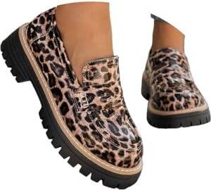 Generic Mocassins orthop&eacute;diques &agrave; plateforme Penny pour femme - Mocassins en cuir l&eacute;ger &agrave; bout rond - Chaussures de marche daffaires, camouflage, 39.5 EU