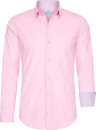 Rusty Neal Herren-Hemd Pastellfarben Premium Slim Fit Langarm Business-Hemd Freizeithemd 66, Gr&ouml;&szlig;e:XL, Farbe:Rose