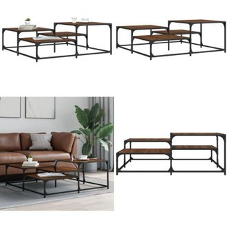 vidaXL Vidaxl - Table basse ch&ecirc;ne marron 107x107x40 cm bois ding&eacute;nierie - Table Basse - Meuble Salon - Table Dappoint - Table Ronde - Design Industriel