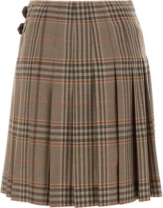 Burberry Plaid Wool Skirt - Beige