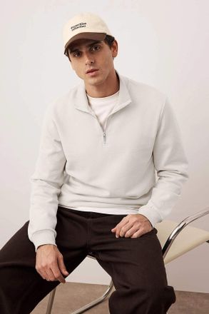 Trendyol MAN Herren Ecru Einfarbig Lang Regular Fit Sweatshirts