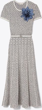 Tory Burch Damen Strickkleid mit Blumenapplikation