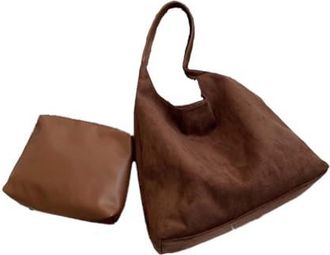 Generic Grande Sac à bandoulière en Daim Cuir Décontracté pour femme Sac Fourre-tout Parfait Pour le Travail, lécole, le Shopping, et les Voyages