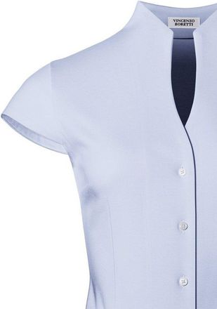 Vincenzo Boretti Klassische Bluse leicht tailliert Jersey Kelchkragen Kurzarm