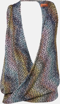Missoni Top aus H&auml;kelstrick mit Pailletten