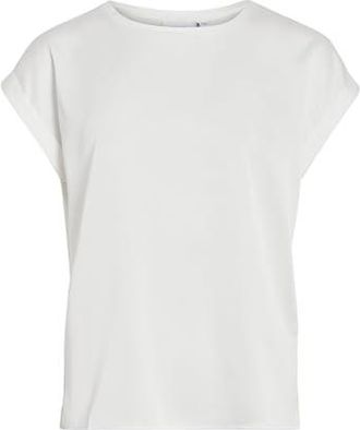 Vila Vila Viellette S/S Satin Top/Su-Noos T-Shirt, Blanche-Neige, 44 Femme