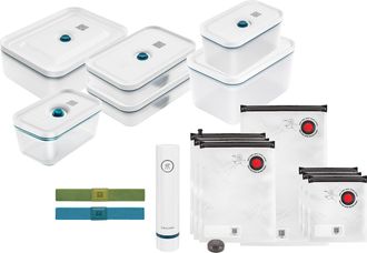 Zwilling Fresh & Save Vakuum Starterset für Lebensmittel, Kunststoff, 16-teilig, inkl. Dose, Pumpe und Beutel, La Mer