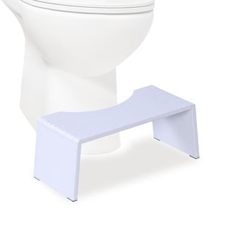 Relaxdays Toilettenhocker, klappbar, Hocker Toilettengang, Erwachsene, Bambus, rutschfest, HxBxT: 19x43,5x20 cm, wei&szlig;