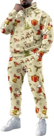 Generic Survêtement de Noël pour homme avec sweat à capuche et pantalon de jogging - Ensemble de survêtement dhiver chaud - Imprimé 3D - Survêtement de Noël p