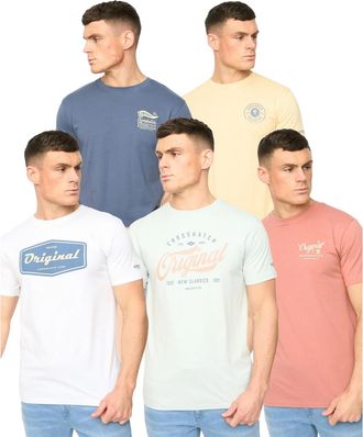 Crosshatch Tryplex T-Shirt f&uuml;r Herren, Baumwolle (5er-Pack) (Bunt)