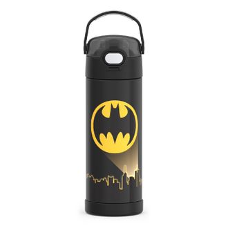 Thermos Funtainer Edelstahl-Vakuum-Isolierflasche mit breitem Ausgie&szlig;deckel, 473 ml, Batman
