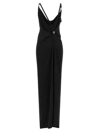 Coperni Draped Logo-Hardware Dress - Black