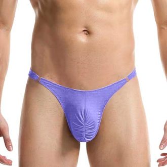Generic String Homme sous Vetement Homme Sexy &Eacute;rotique Jockstrap sous V&ecirc;tement T Pant &Eacute;rotique en Soie Glac&eacute;e Sac Pliss&eacute; Et Boutons C&ocirc;t&eacute;s String Sexy Tendance