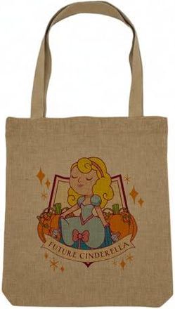 Fabulous Sac Shopping Tote Bag Aspect Lin - Future Cinderella Princess Fairy Tale - Sac de Courses Toile Epaisse 360g Beige Naturel Cabas Port&eacute; Epaule Solide I