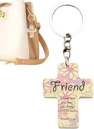 Generico Porte-cl&eacute;s Cristiano - Porte-cl&eacute;s avec Verset Biblique en bois, porte-cl&eacute;s religieux de J&eacute;sus pour homme, femme, sac &agrave; dos, portefeuille, sac, bagages