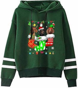 Generic Pull de No&euml;l d&eacute;contract&eacute; &agrave; manches longues pour femme, Vert, XXL
