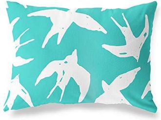 Bonamaison Le Jardin du Lin Kissen Zierkissenbezug Türkisweiß Kissenbezug, Weich Bequem, Für Zuhause Autos Büro Sofa Wohnzimmer Couch Schlafzimmer Dekor, 45x60 C