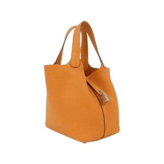 Herm&egrave;s Pre-owned Picotin Lock PM Taurillon Clemence Tote - Femme - Pre-owned - Orange - Taille: ONE Size