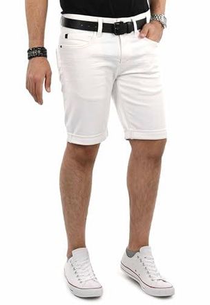Indicode B797 - Jean court pour homme (S-3XL) - Coupe droite - Pantalon stretch - 98 % coton - L&eacute;ger et respirant, Blanc., XL