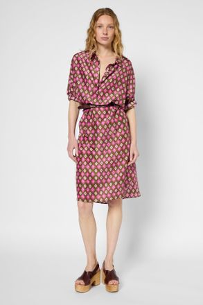 Gerard Darel Robe chemise en soie &agrave; losanges - PIERRA - Bronze