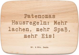 Mr. & Mrs. Panda Frühstücksbrett Spruch Patenoma Hausregeln - Geschenk, Familie, einzigartig, Liebe, Schneidebrett Holz, Weihnachten, Lachen, Herz