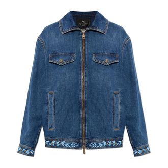 Etro Jeansjacke mit Stickerei und Rei&szlig;verschluss - - Jackets - Damen - Blau - S
